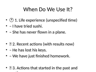 Present Perfect Tense PowerPoint: Simple Grammar Rules, Usage, and ...