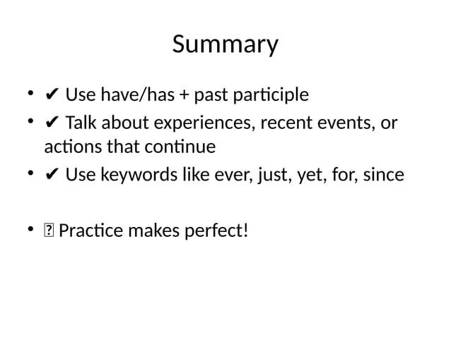 Present Perfect Tense PowerPoint: Simple Grammar Rules, Usage, and ...