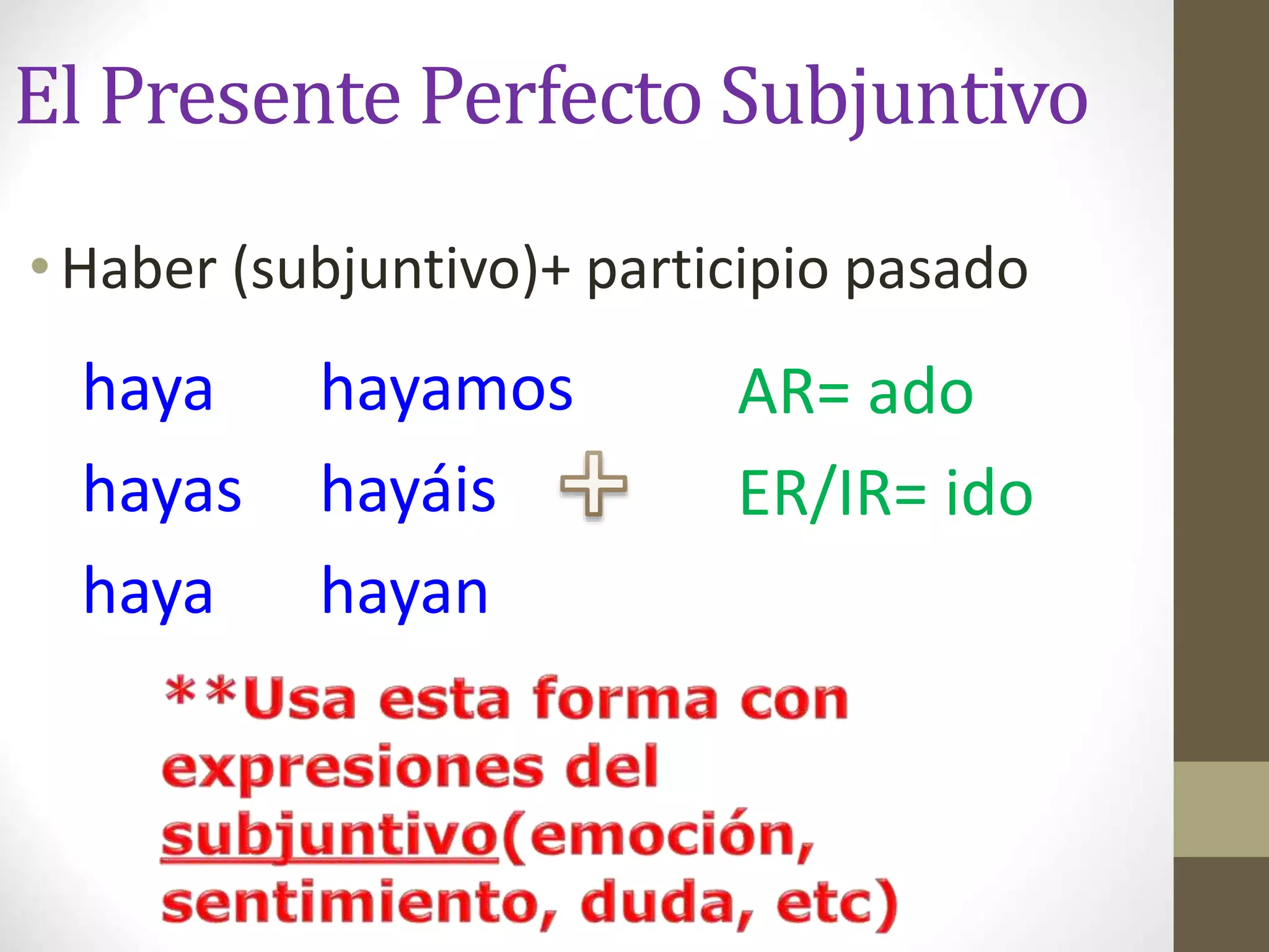 present perfect y present perfect subjunctive apuntes.ppt