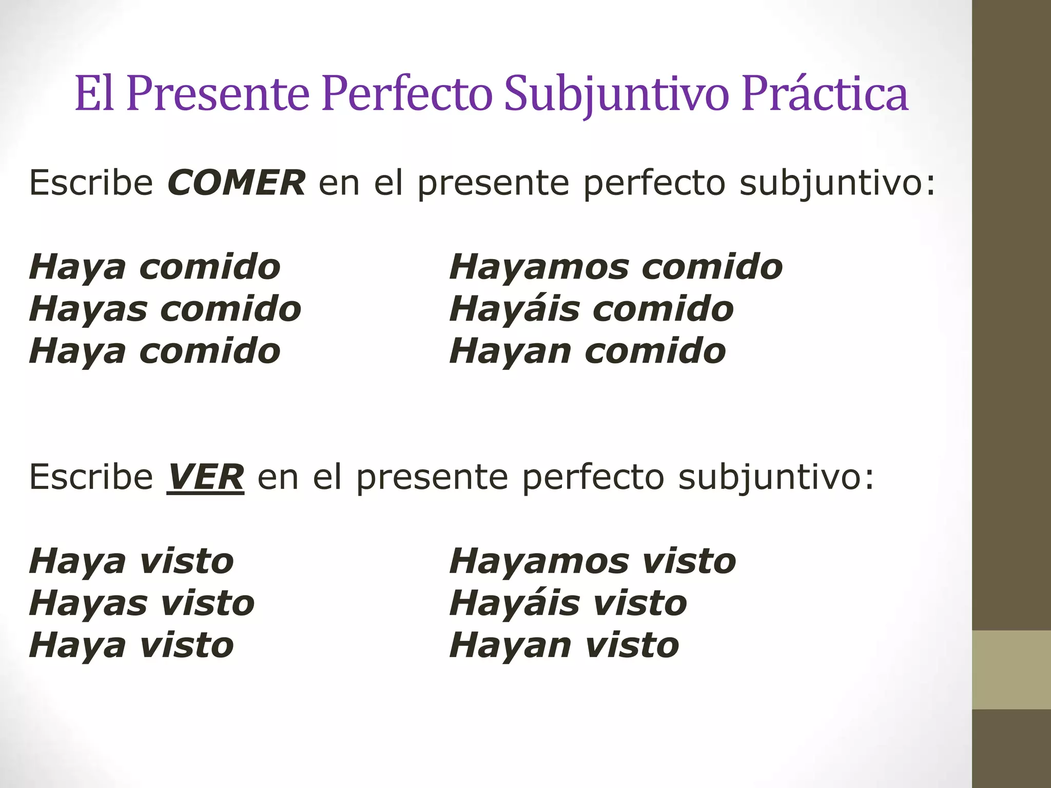 present perfect y present perfect subjunctive apuntes.ppt