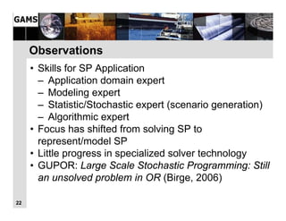 Stochastic Optimization: Solvers and Tools | PDF