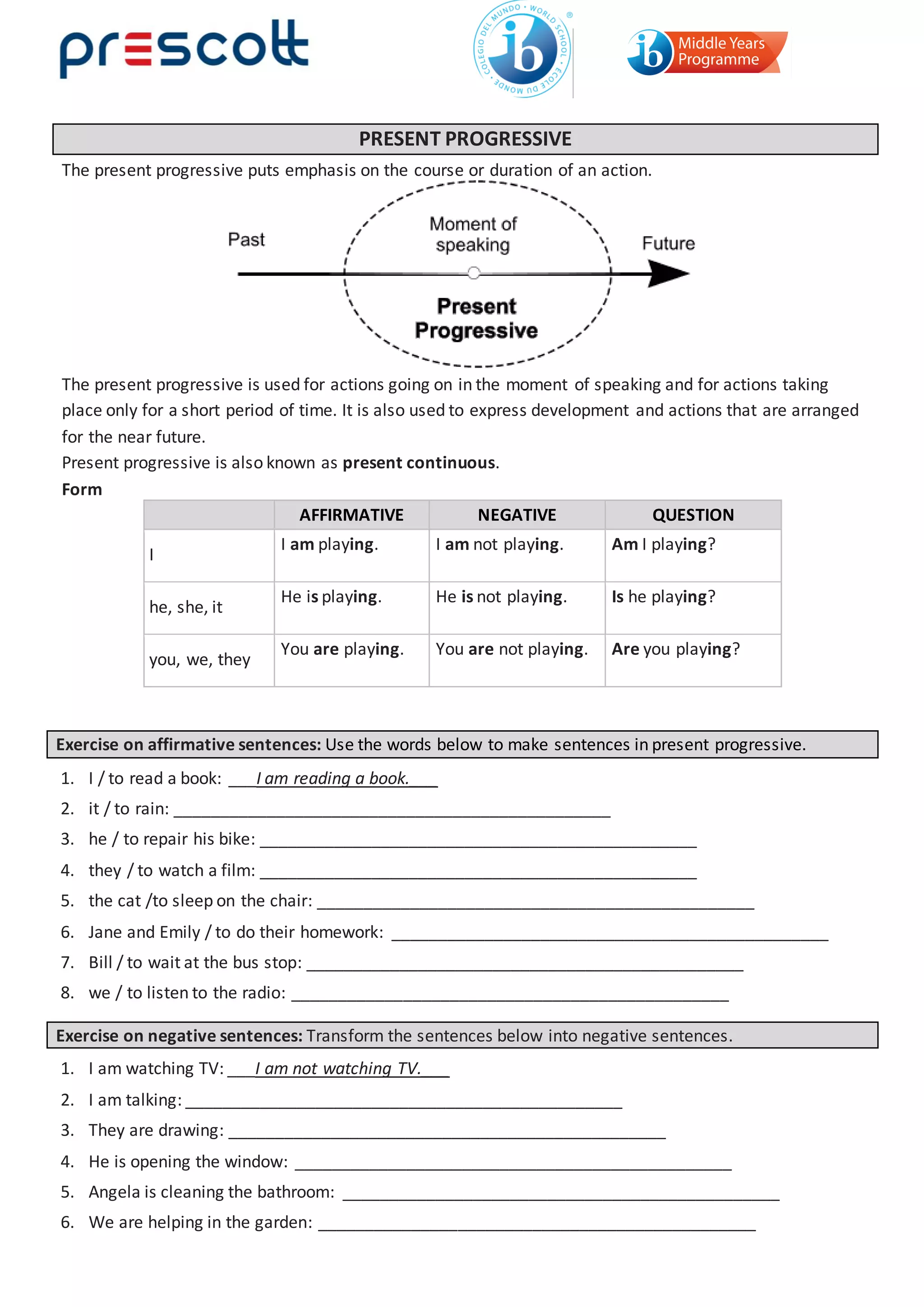 Present progressive | PDF