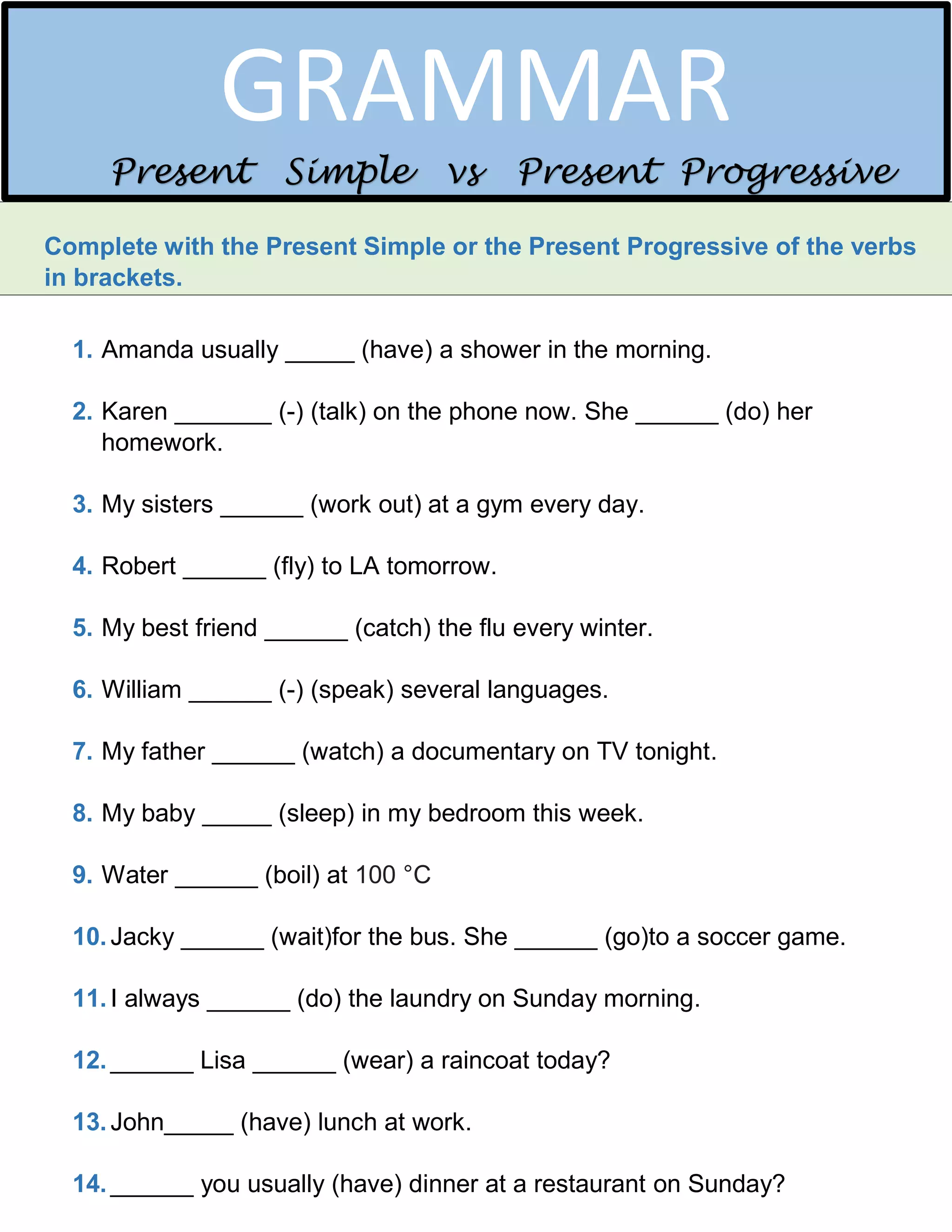 Present progressive 4 | PDF