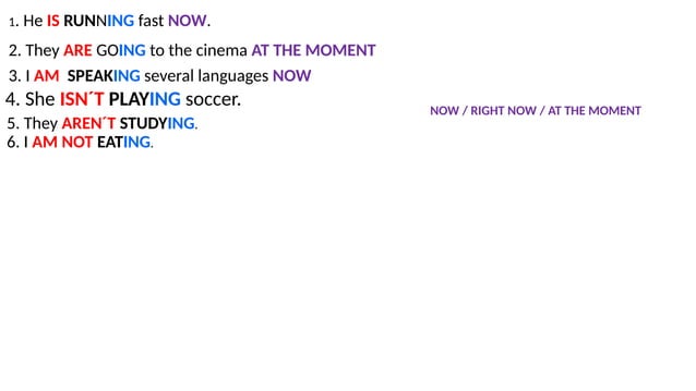 PRESENT PROGRESSIVE AFFIRMATIVE NEGATIVE.pptx