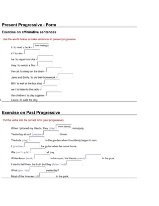 Present progressive exercises | PDF