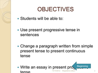 Present progressive tense | PPTX