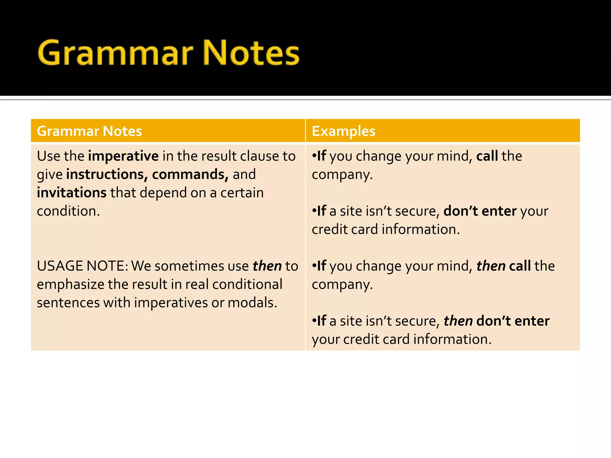 Present Real Conditionals | PPTX