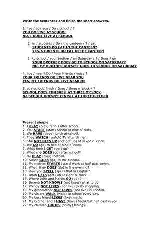 Present simple | PDF