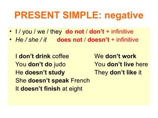 Present simple en inglés, estructura gramatical | PPT