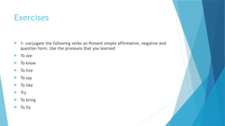 Present simple tense- lesson and exercises | PPTX