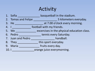 Present simple 6to basico - sports- bypipo | PPTX