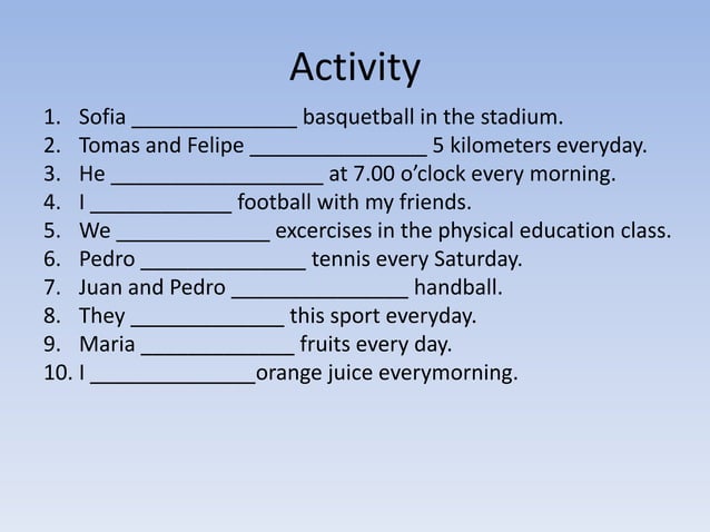 Present simple 6to basico - sports- bypipo | PPT