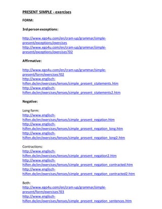 Present Simple Exercises | PDF