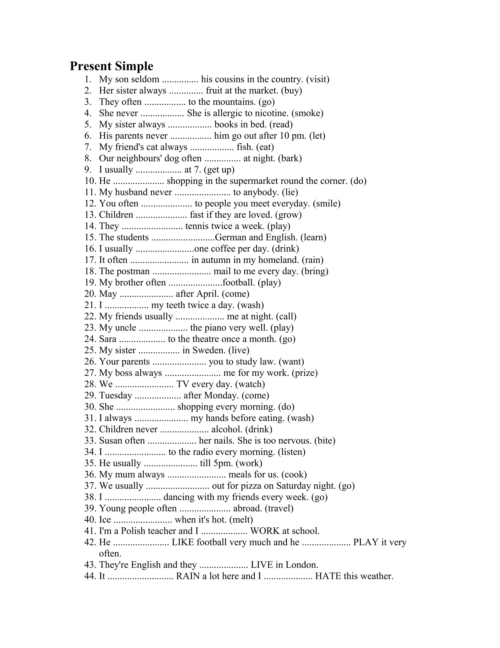 Simple present tense | DOC