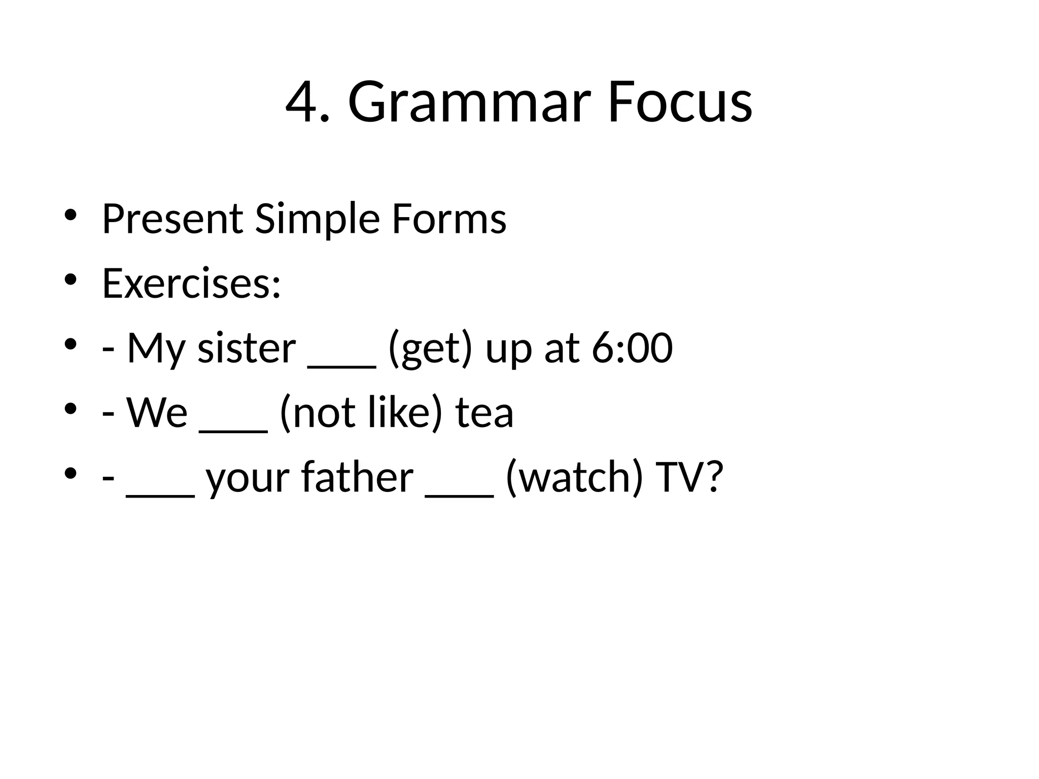 Understanding basic Present Simple structures | PPTX