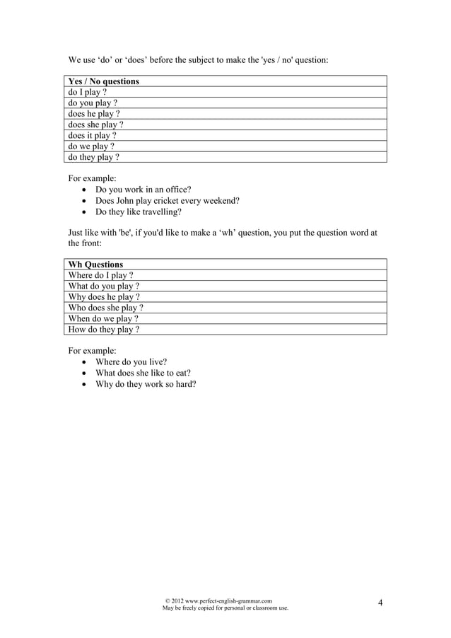 Present simple form | PDF