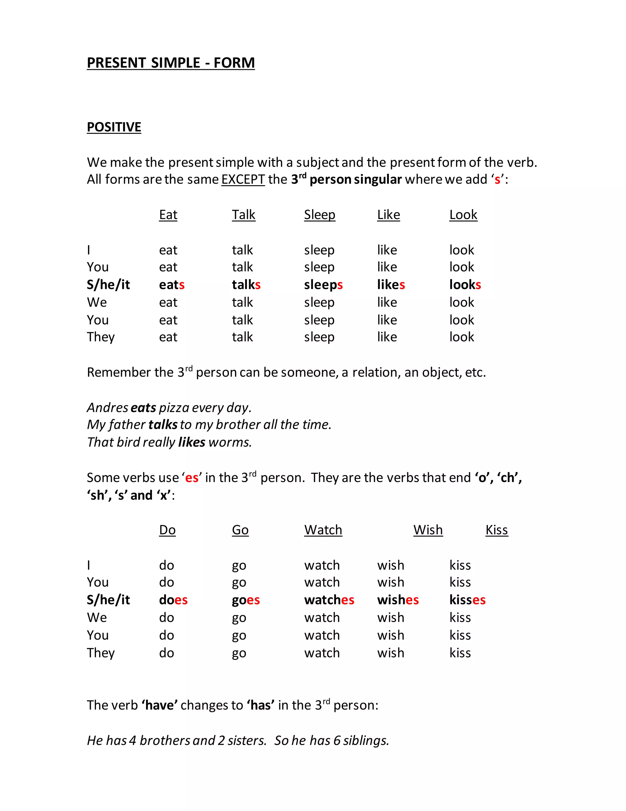 Present Simple Form | PDF