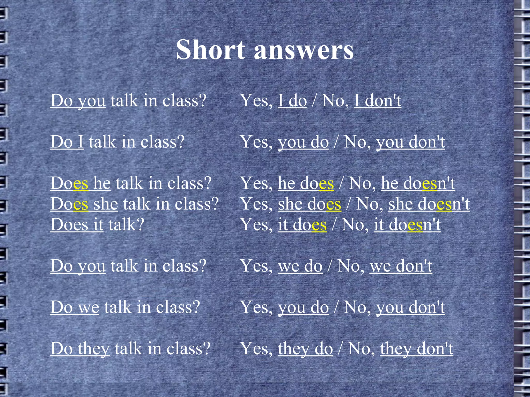 Present simple forms | ODP | Pets