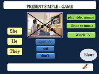 Present simple game: affirmative and negative | PPTX