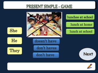 Present simple game: affirmative and negative | PPTX