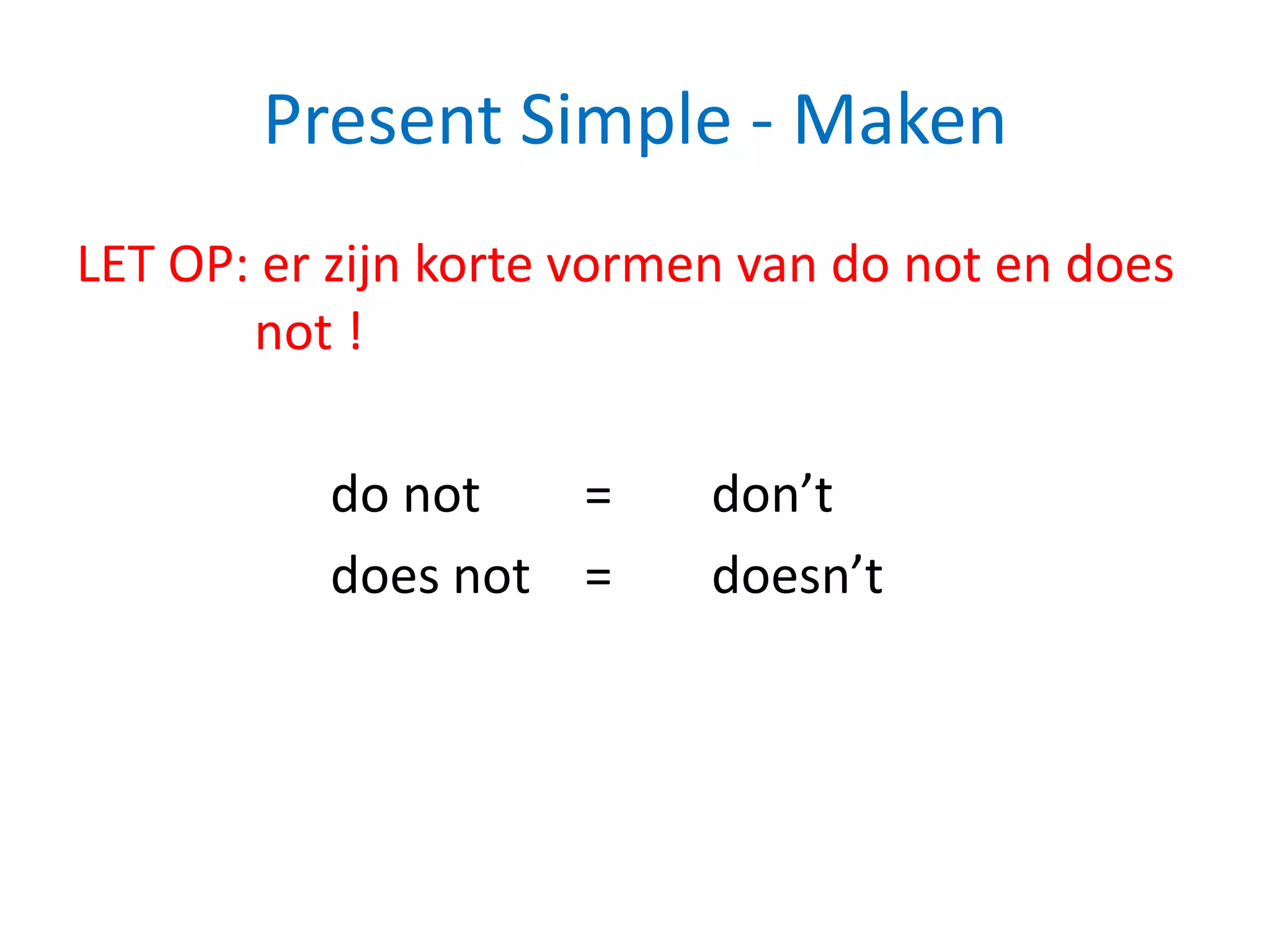Present Simple Tense for Dutch students | PPTX