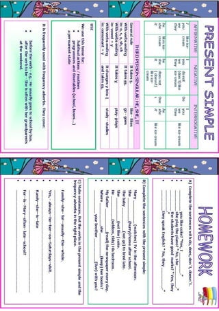 Present simple +_homework | PDF