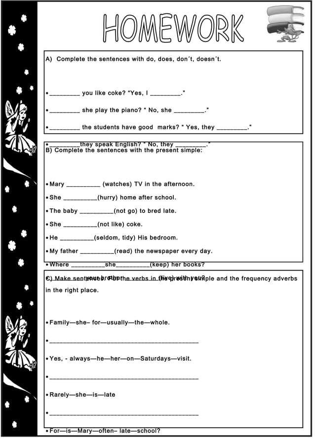 Present simple +_homework | PDF