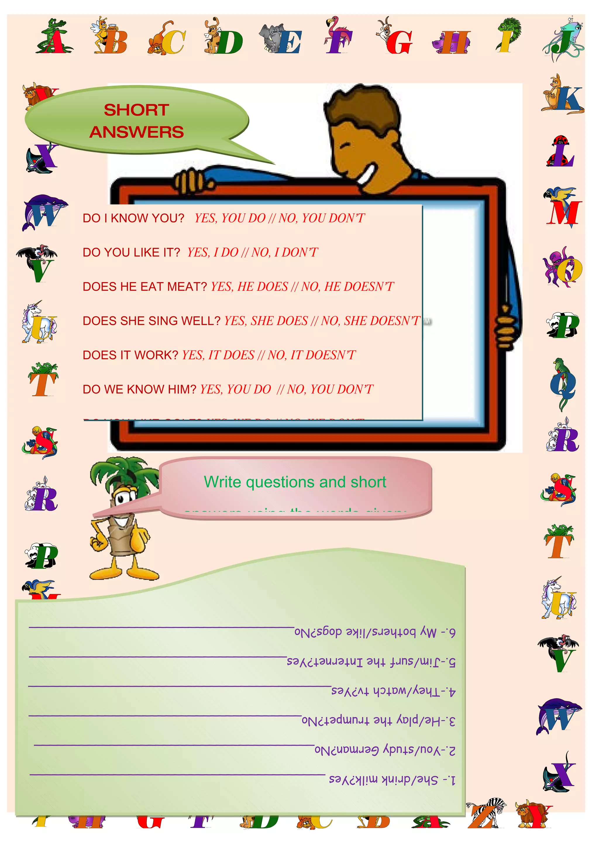 WORKSHEET PRESENT SIMPLE INTERROGATIVE | DOC