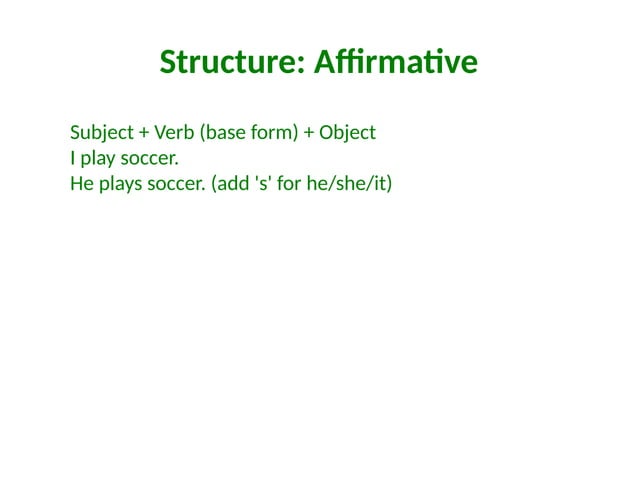 Present Simple Form affirmative, negative and interrogative forms | PPT