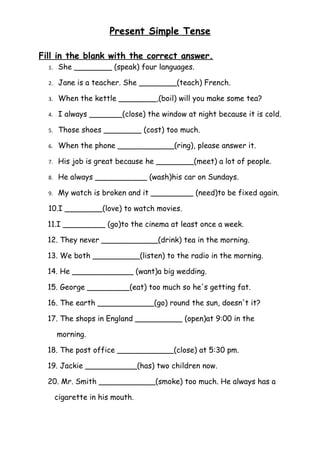 Present simple tense | DOC