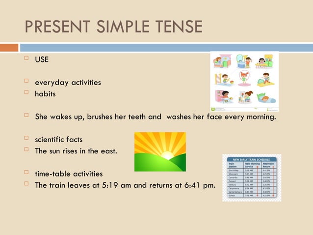 PRESENT SIMPLE TENSE - FORM - USAGE - EGAMPLES | PPT