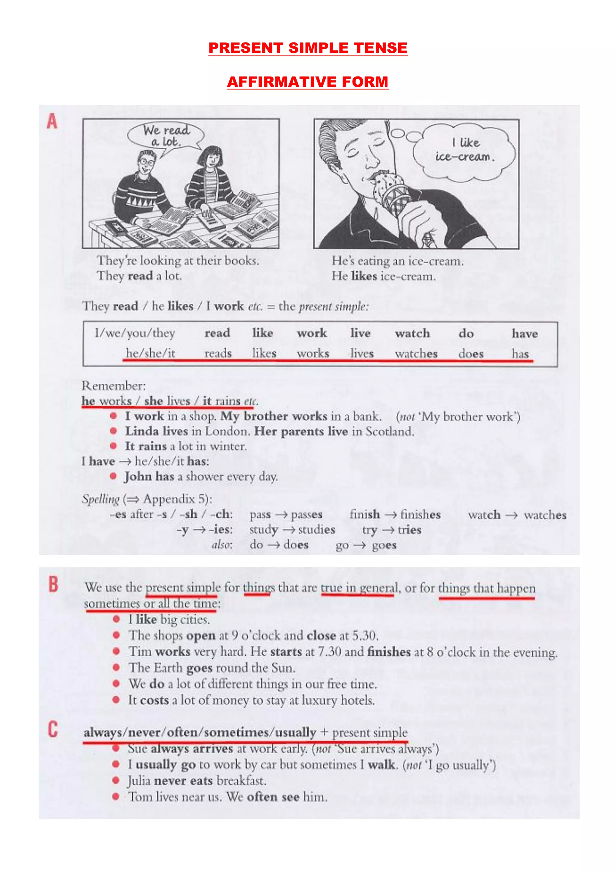 Present simple tense c.o. teoria | PDF