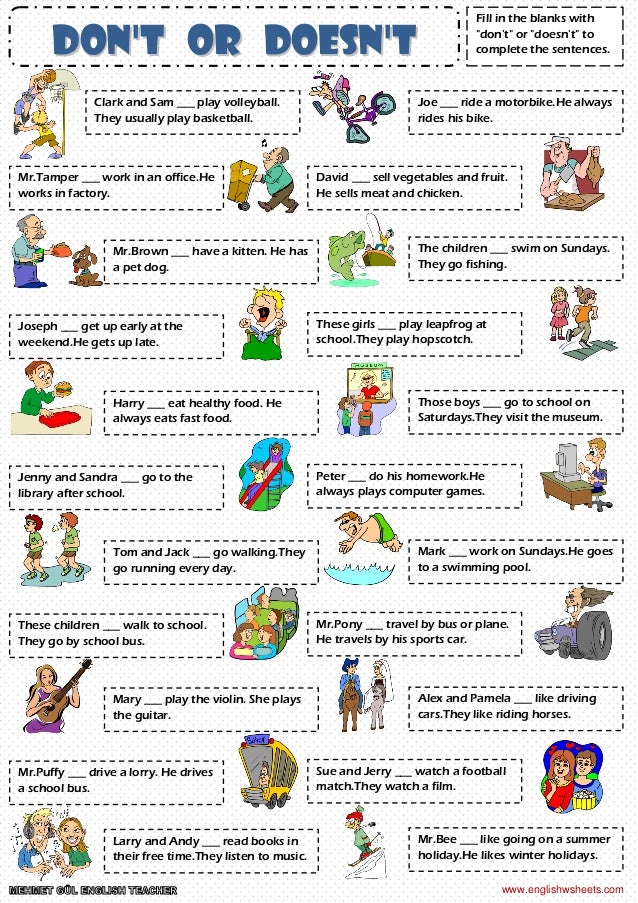 Present simple tense dont or doesnt