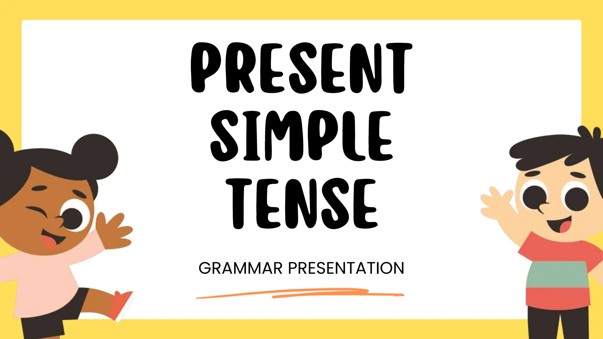 Present Simple Tense English Grammar Presentation in Orange White ...