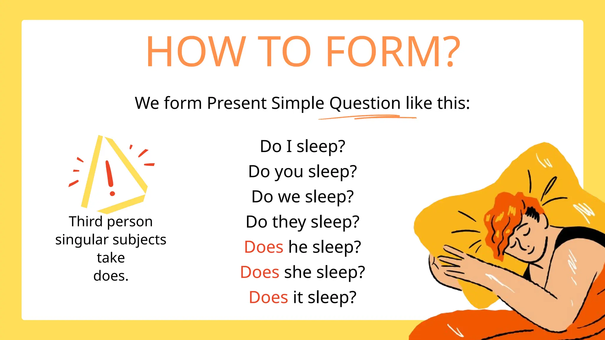 Present Simple Tense English Grammar Presentation in Orange White ...