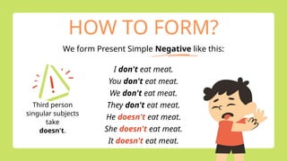 Present Simple Tense Grammar Presentation in Yellow Orange Green Cute ...
