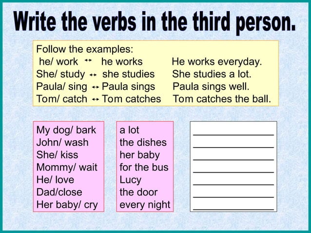 present simple third person. for studyin | PPT