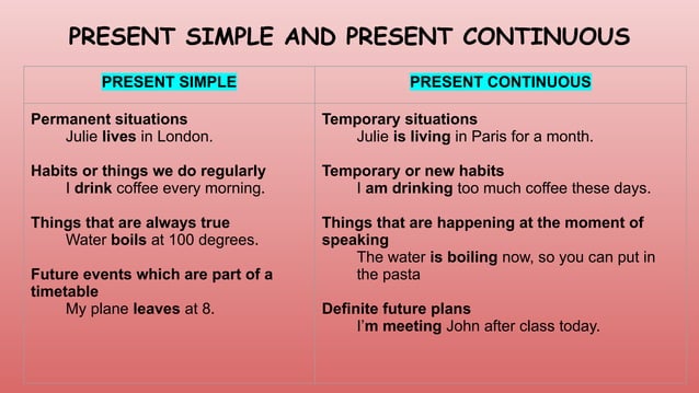 PRESENT SIMPLE VERSUS PRESENT CONTINUOUS.pptx