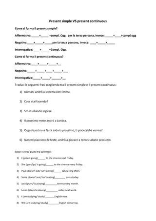 Present simple vs present continuous | PDF