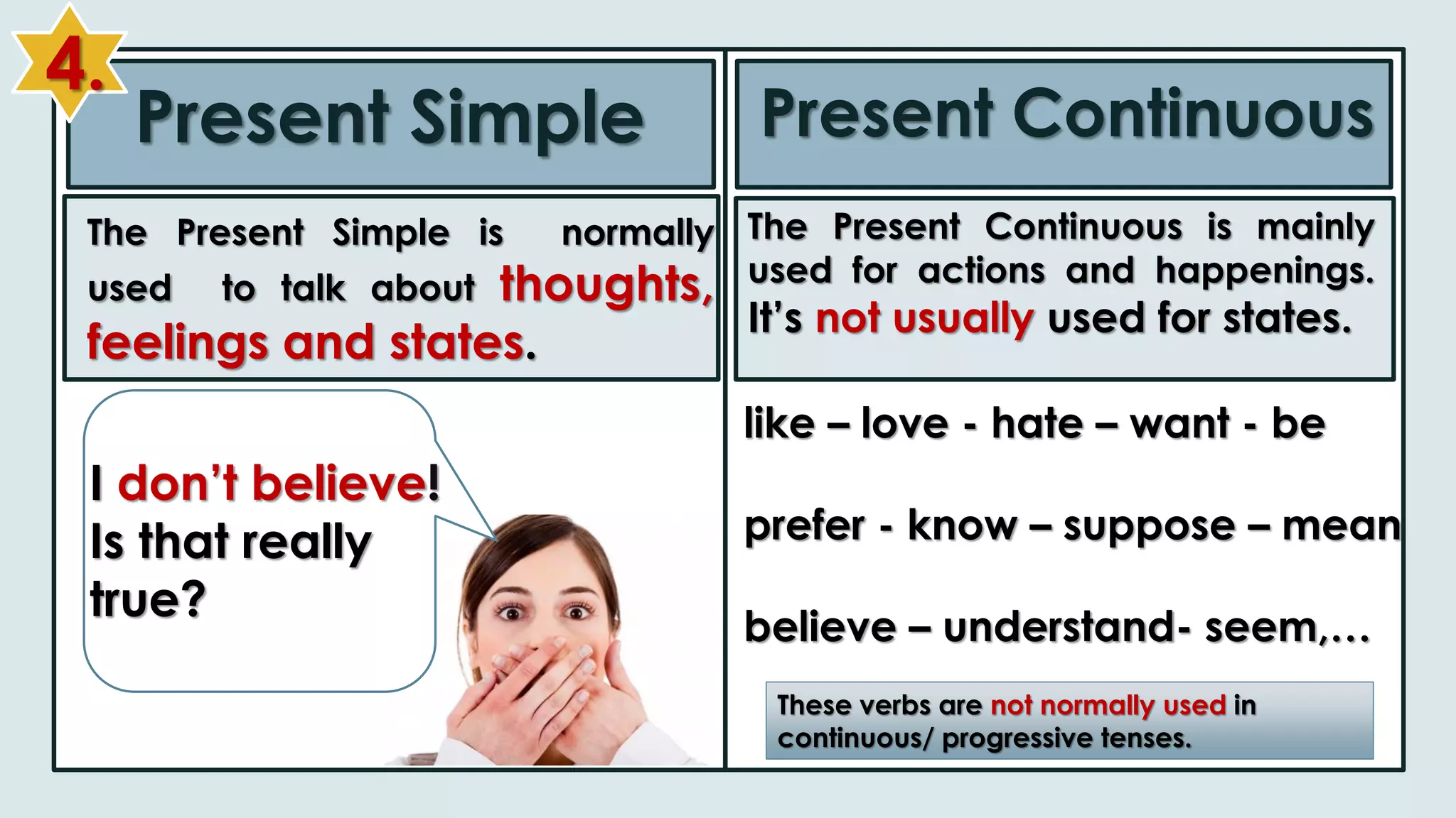 Present Simple vs Present Continuous - English Language | PDF