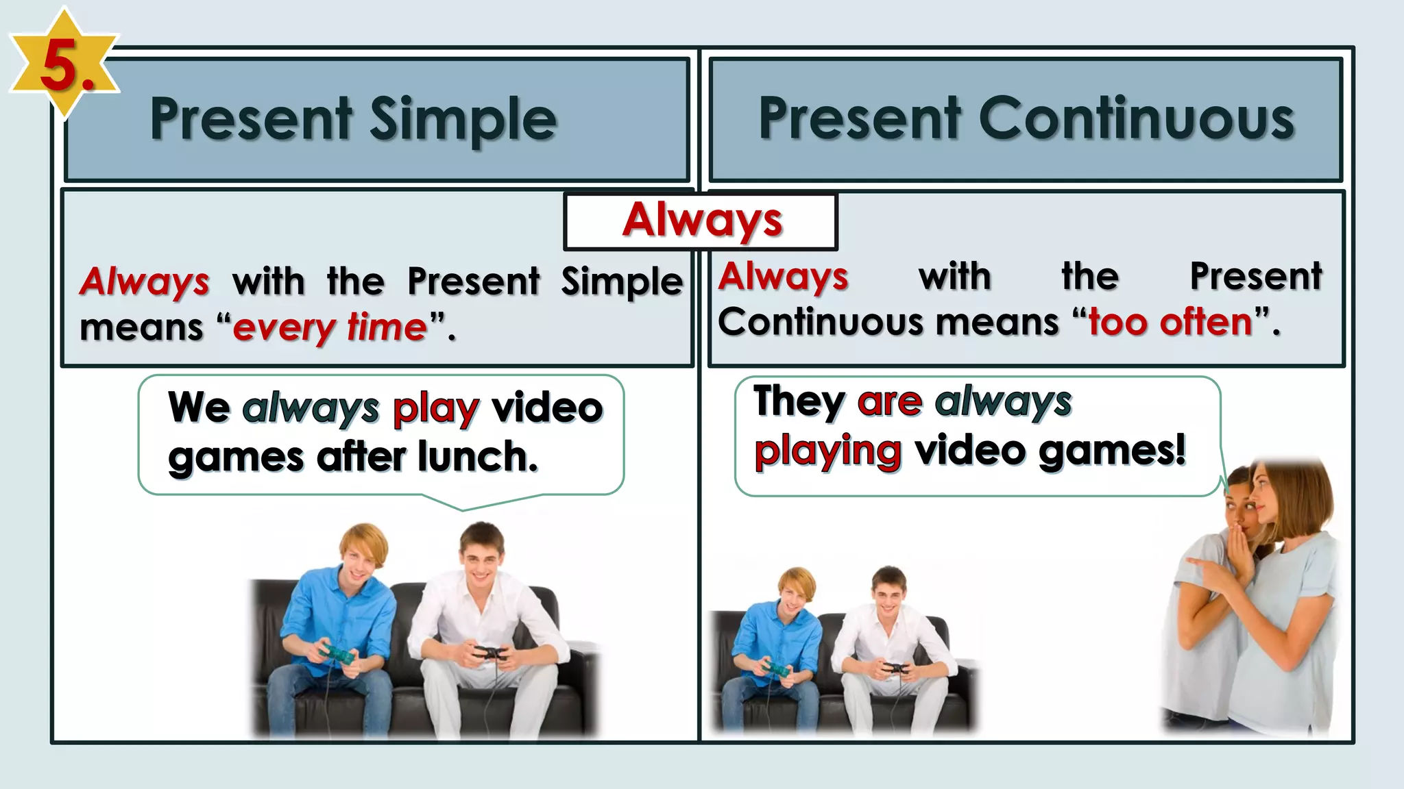 Present Simple vs Present Continuous - English Language | PDF