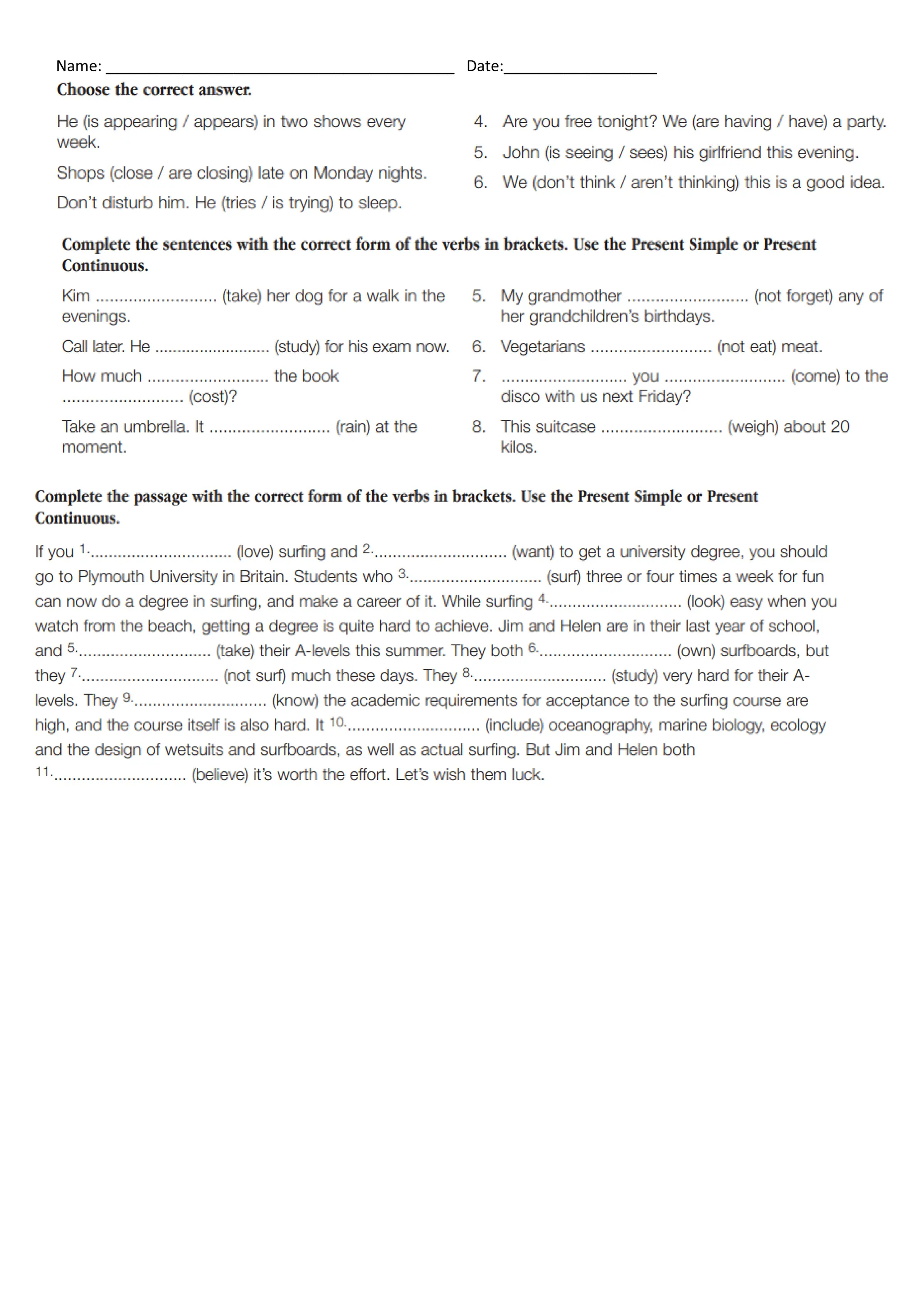 PRESENT SIMPLE VS PRESENT CONTINUOUS EXERCISES.pdf