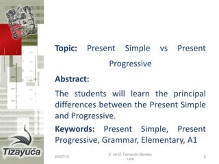 Present Simple vs Progressive | PPTX
