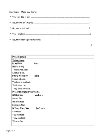 Present Simple Worksheet | PDF | Parenting Babies and Toddlers | Parenting