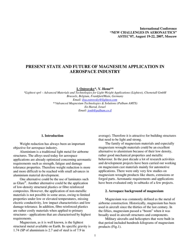 Present state and future of magnesium application | PDF