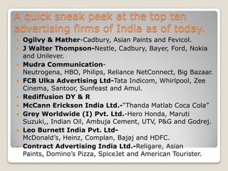 Present status of advertising industry in india | PPTX