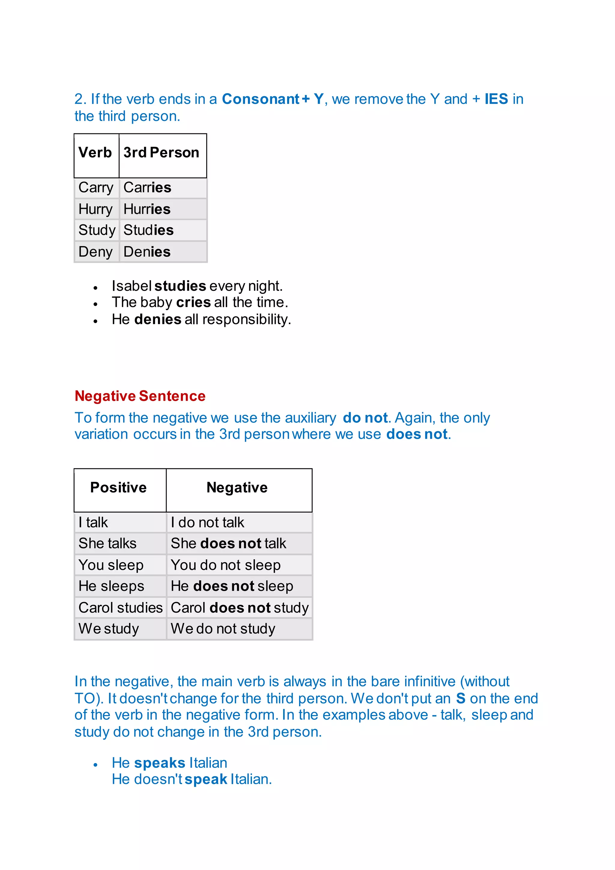 Third Person English Grammar Rules | DOCX