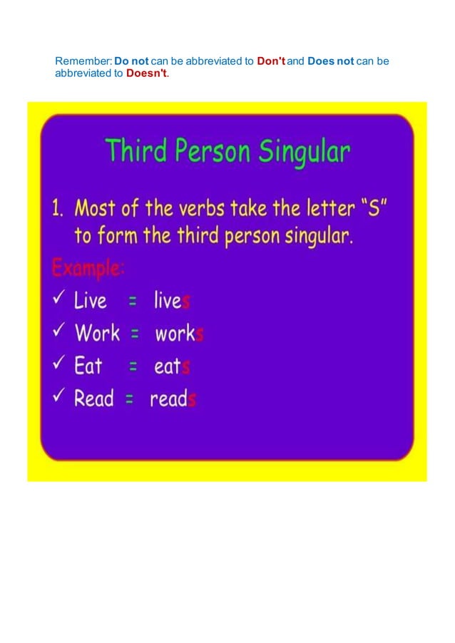 Third Person English Grammar Rules | DOCX