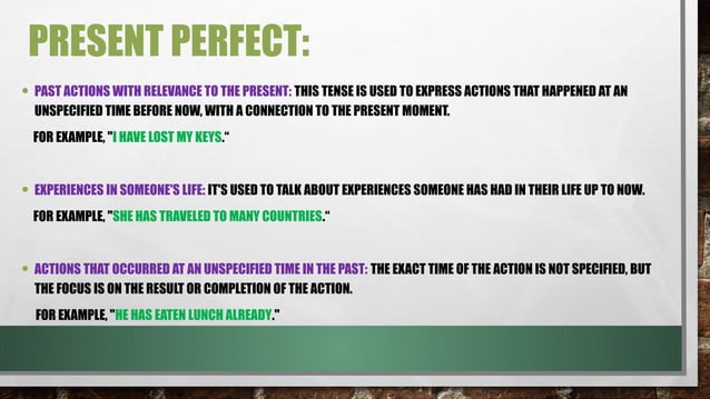 Tense-Present Tense: Simple, Progressive, Perfect, Perfect Progressive ...