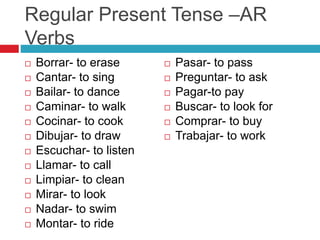 Present tense ar 11.3 | PPTX